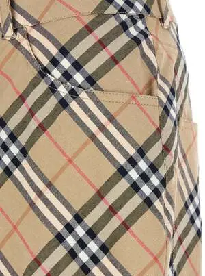 Burberry Linen And Cotton Blend Cargo Pants With Vintage Check Motif - Multicolor