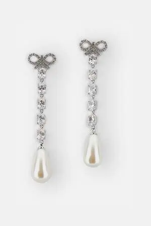 SELF-PORTRAIT Bow Pearl Drop Earrings - Multicolor