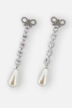 SELF-PORTRAIT Bow Pearl Drop Earrings - Multicolor