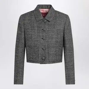 Gucci Cropped Wool Textured Jacket - Black