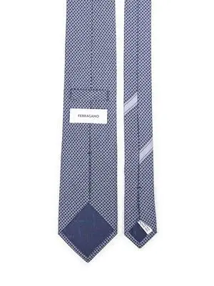 FERRAGAMO Gancini Print Silk Neck Tie