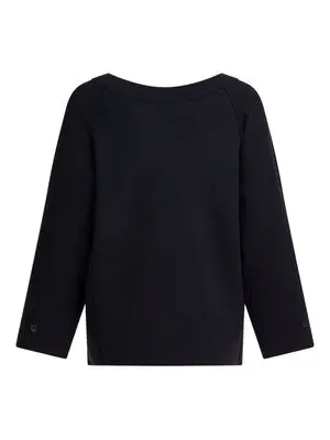 Max Mara Boat Neck Long Sleeve Sweater With Tonal Logo - Multicolor