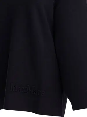Max Mara Boat Neck Long Sleeve Sweater With Tonal Logo - Multicolor