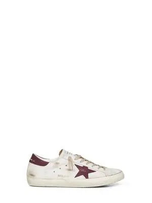 GOLDEN GOOSE White Super-star Sneakers With Dark Red Accents - Multicolor