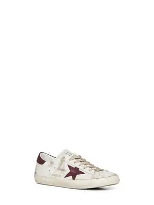 GOLDEN GOOSE White Super-star Sneakers With Dark Red Accents - Multicolor