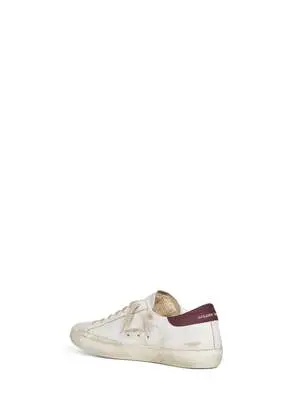 GOLDEN GOOSE White Super-star Sneakers With Dark Red Accents - Multicolor