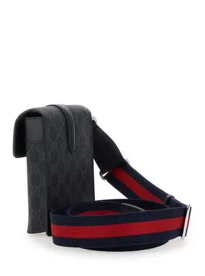 Gucci Black Gg Monogram Tech Fabric Crossbody Bag - Multicolor