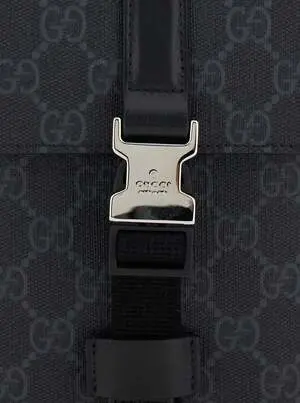 Gucci Black Gg Monogram Tech Fabric Crossbody Bag - Multicolor