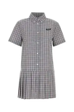 Miu Miu Miu Miu Embroidered Cotton Mini Shirt Dress Multicolor