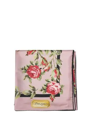 Dolce & Gabbana Rose Bouquet Print Silk Twill Scarf - Multicolor