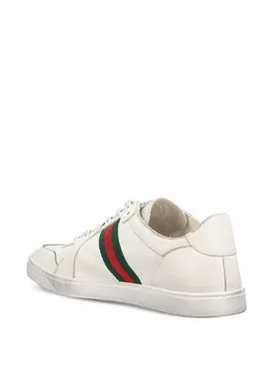 Gucci Stretch Leather Lace-up Sneakers With Striped Logo Detail - Multicolor