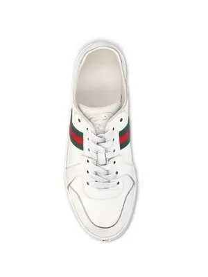 Gucci Stretch Leather Lace-up Sneakers With Striped Logo Detail - Multicolor