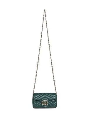 Gucci Green Gg Marmont Mini Shoulder Bag - Multicolor