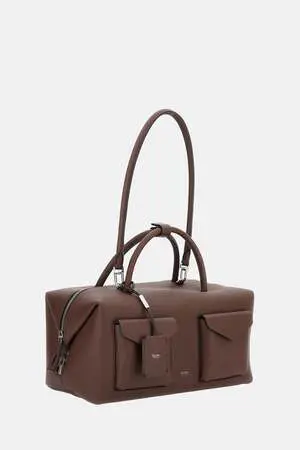 Max Mara M" Shaped Holdall Cargo Bag In Smooth Calfskin Leather - Multicolor