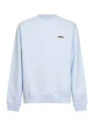 Jacquemus JACQUEMUS Light Blue Organic Cotton Fleece Sweatshirt With Grosgrain Logo Multicolor