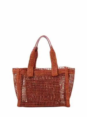 Chloé Crocheted Raffia Tote Bag With Leather Handle - Multicolor