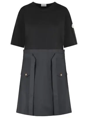 Moncler Cotton Dress With Flap Pockets - Black