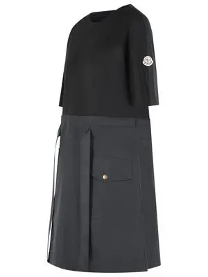 Moncler Cotton Dress With Flap Pockets - Black