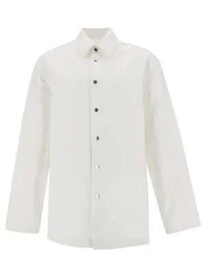 JIL SANDER White Shirt With Embossed Logo In Denim - Multicolor