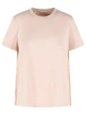 Moncler Cotton T-shirt With Logo Embroidery - Pink