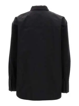 Saint Laurent Black Oversize Satin Shirt In Silk - Multicolor