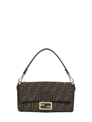 Fendi Tobacco Brown Ff Jacquard Baguette Shoulder Bag - Multicolor