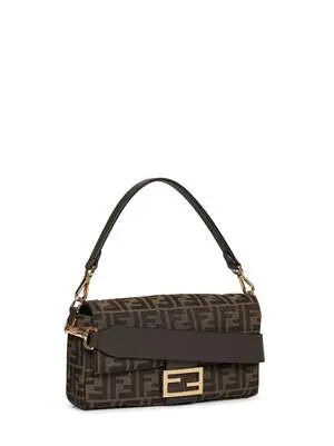 Fendi Tobacco Brown Ff Jacquard Baguette Shoulder Bag - Multicolor