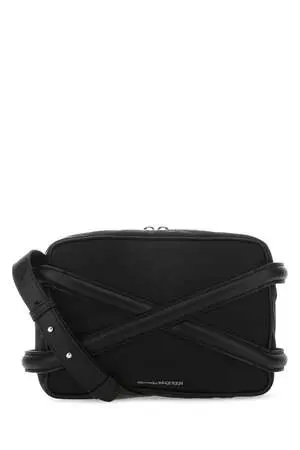 Alexander McQueen Nylon Shoulder Bag With Silver Tone Finishing - Black