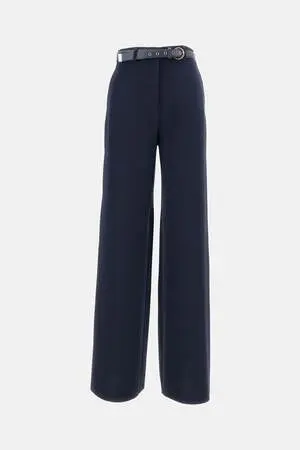 Max Mara Blue Cady Wide Leg Trousers
