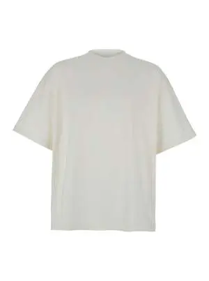 JIL SANDER Jil Sander Men White Crewneck T-Shirt With Front Logo Print In Cotton Man Multicolor