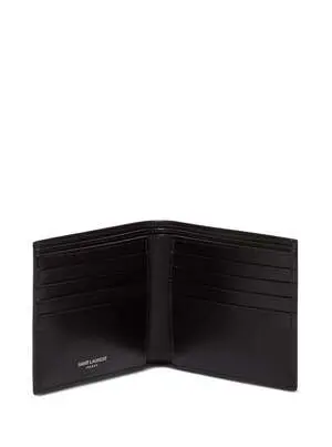Saint Laurent Black Leather Wallet With Logo - Multicolor