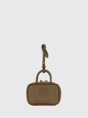 Miu Miu Vitello Leather Key Chain - Gray