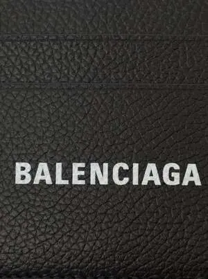 Balenciaga Black Card Holder With Logo Lettering On The Front In Grained Leather - Multicolor