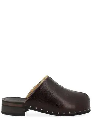 Our Legacy Naoto Clogs In Deep Americano Leather - Black