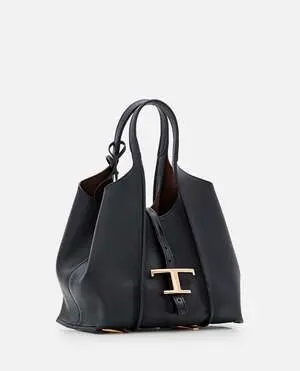 TOD'S Timeless Leather Shopping Bag With T Pendant - Multicolor