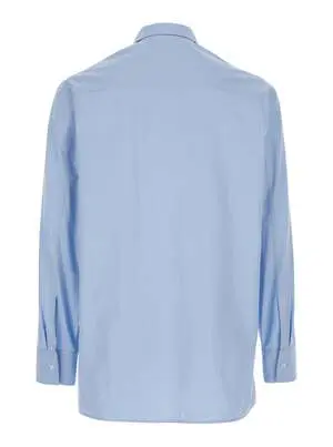 JIL SANDER Light-blue Pinstriped Shirt With Pointed Collar In Cotton