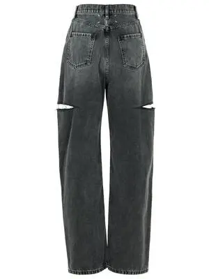 MAISON MARGIELA Wide Leg Jeans With Side Slits - Black