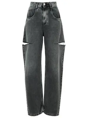 MAISON MARGIELA Wide Leg Jeans With Side Slits - Black
