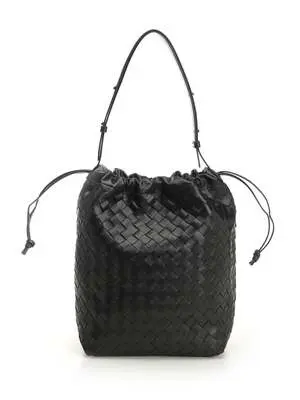 Bottega Veneta Biblioteca Intrecciato Bucket Bag - Black