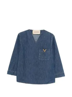 Valentino Garavani VALENTINO Vlogo Signature Denim Blouse Multicolor