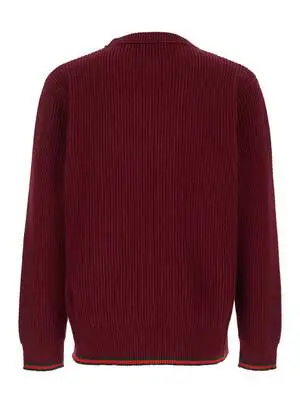 Gucci Ribbed Wool Blend Crewneck Sweater With Web Detail