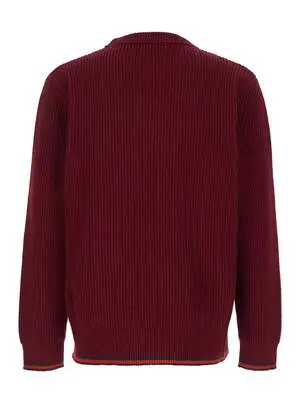 Gucci Ribbed Wool Blend Crewneck Sweater With Web Detail