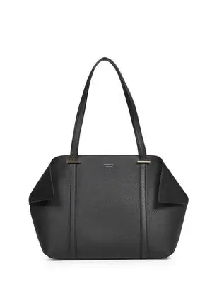 FERRAGAMO Black Grained Calfskin Leather Folded Tote Bag - Multicolor