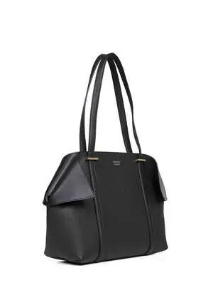 FERRAGAMO Black Grained Calfskin Leather Folded Tote Bag - Multicolor