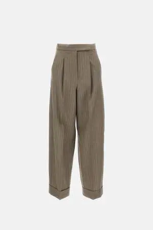 Max Mara Wool Blend Pinstriped Pleated Trousers