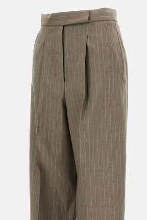 Max Mara Wool Blend Pinstriped Pleated Trousers