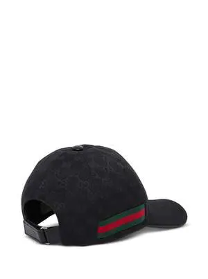 Gucci Baseball Cap With Web Detail And Gg Motif - Black