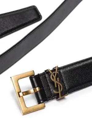 Saint Laurent Cassandre Leather Belt With Gold-tone Buckle - Multicolor