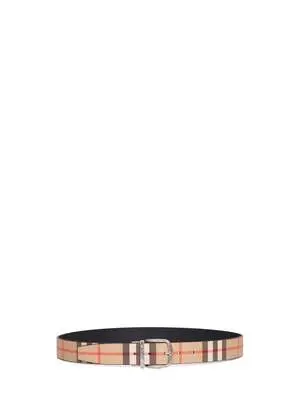 Burberry Reversible Belt With Check Buckle - Multicolor