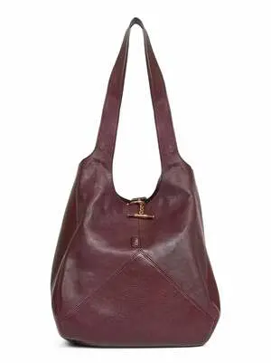 Chloé Burgundy Leather Shoulder Bag With Horse Medal Detail